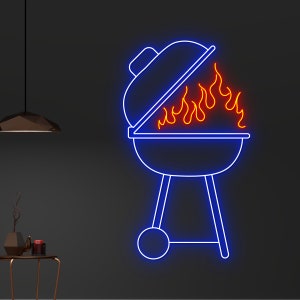 Custom Barbecue Grill Neon Light, BBQ Neon Sign, Fire Burning Led Light ...