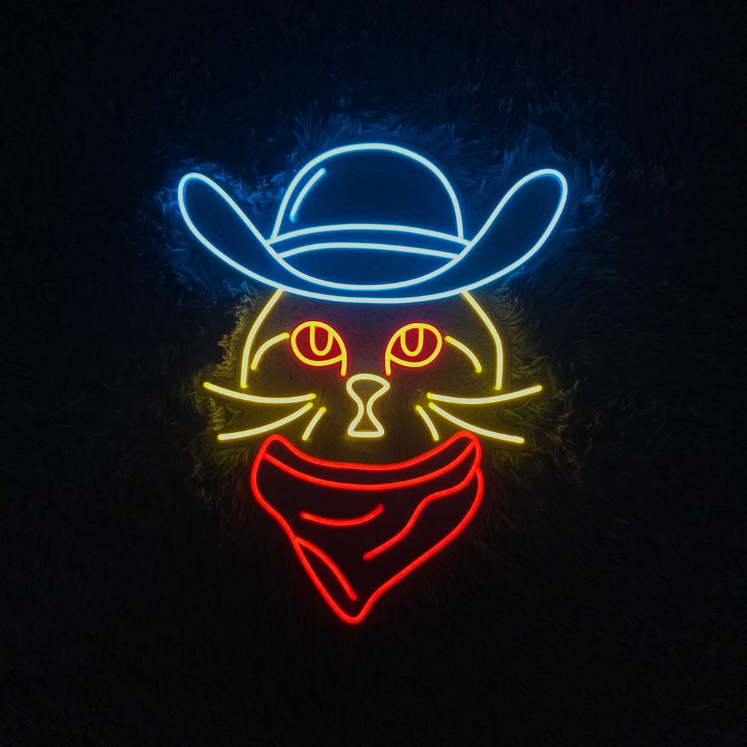 Cowboy Cat Neon Sign, Cowboy Cat Led Signs, Cowboy Cat Wall Led Light ...