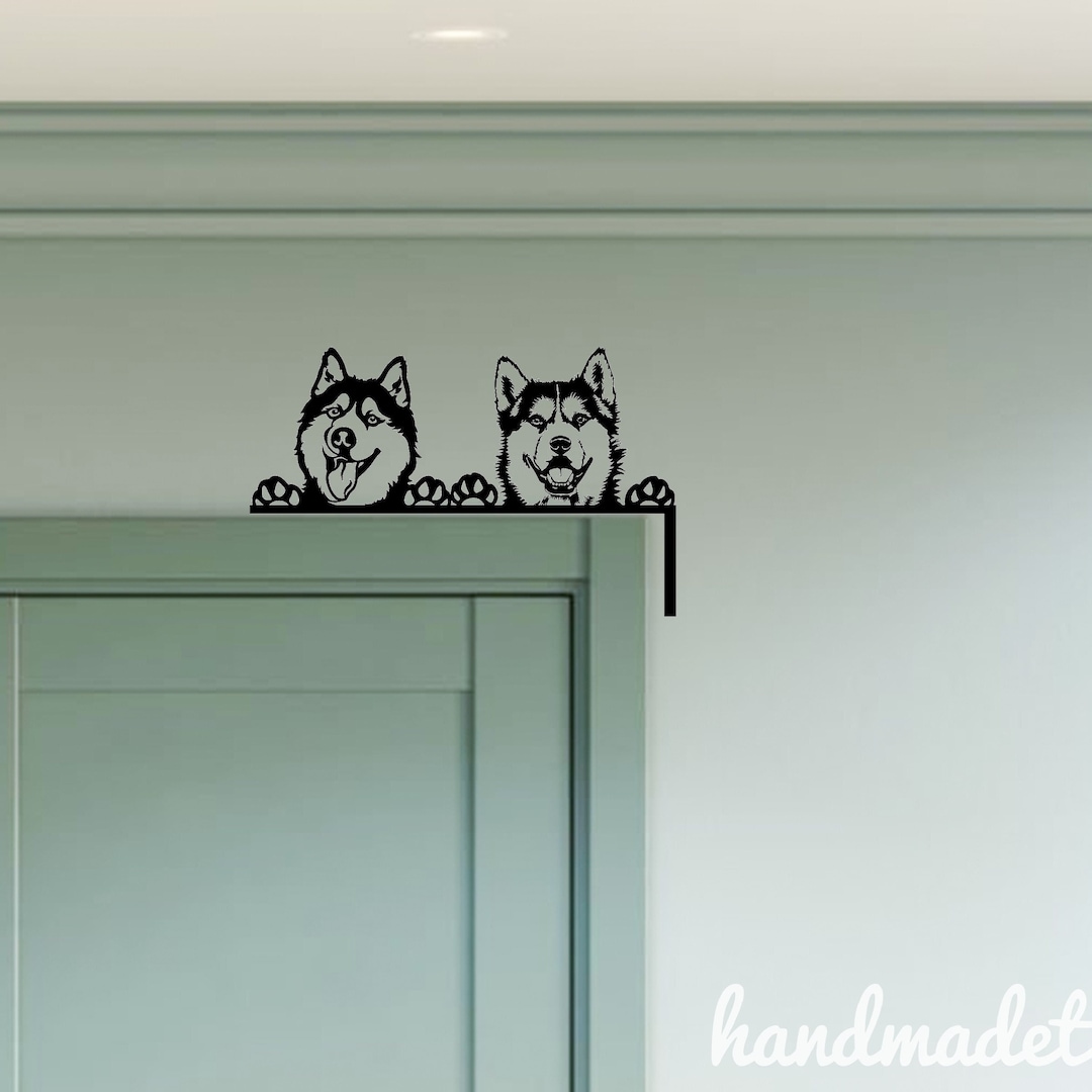 Personalized Siberian Husky Door Corner Sign, Husky Dog Metal Door ...