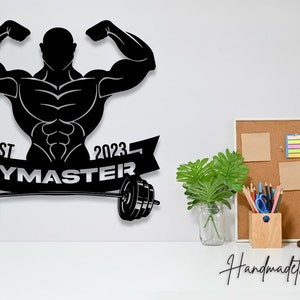 Custom Large Man Lifting Weight Metal Wall Art LED Light - Personalized ...