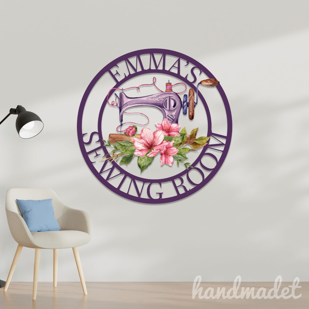 Personalized Sewing Machine Metal Sign, Sewing Machine With Rose Metal ...