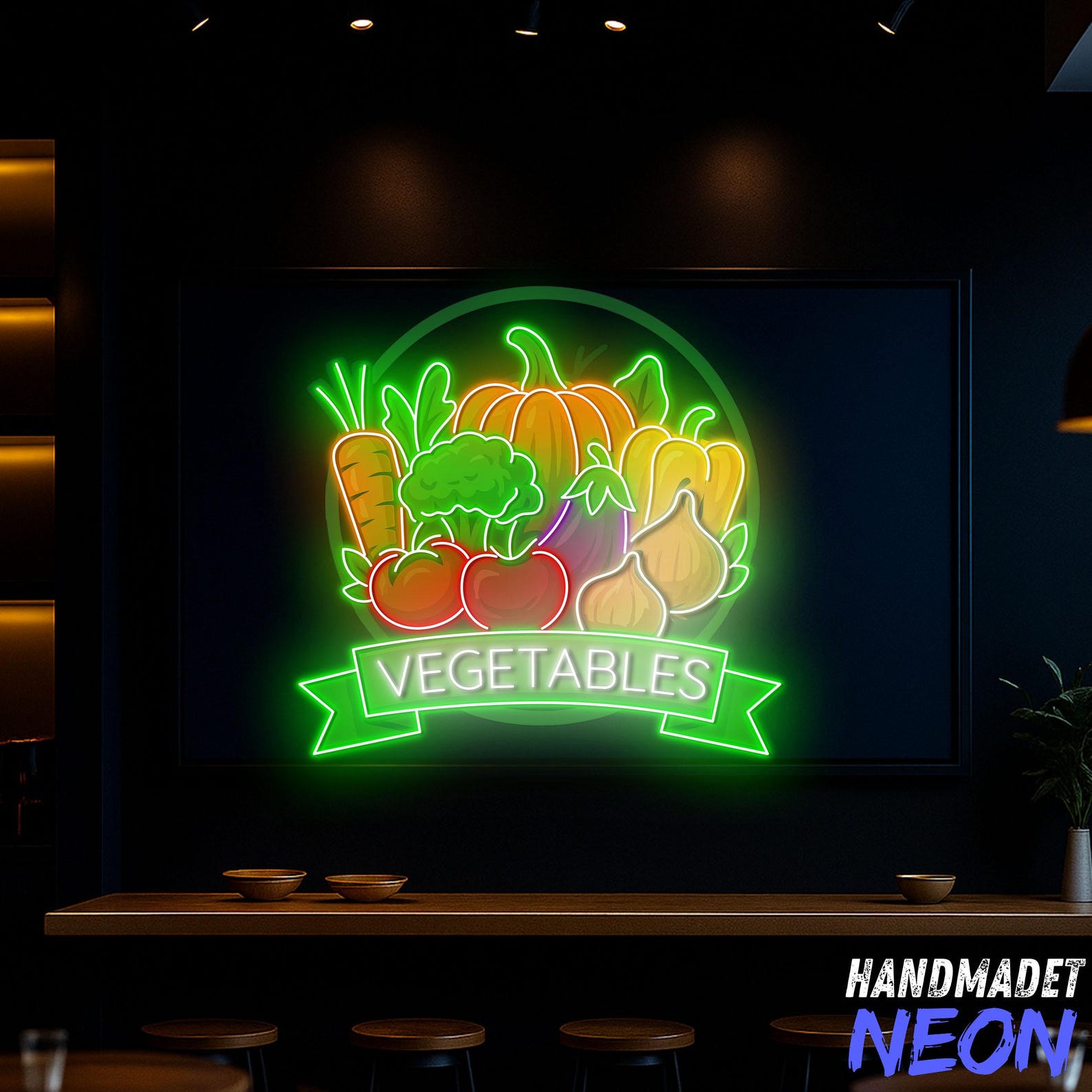Vegetables Neon Sign, Fresh Produce LED Light, Farmers Market Decor ...