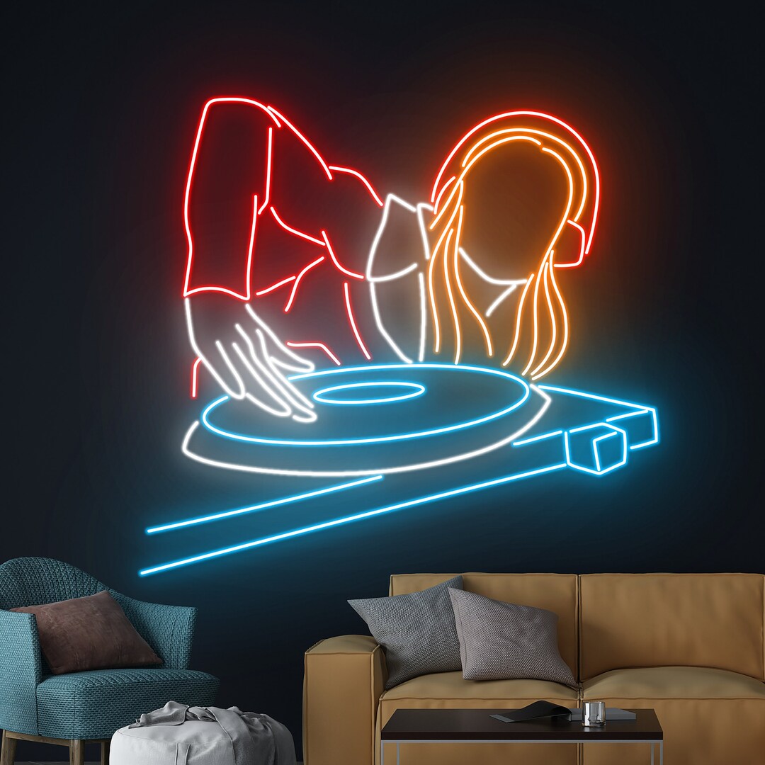 Girl DJ Led Sign, DJ Lady Neon Light, DJ Woman Neon Sign, Music Player ...