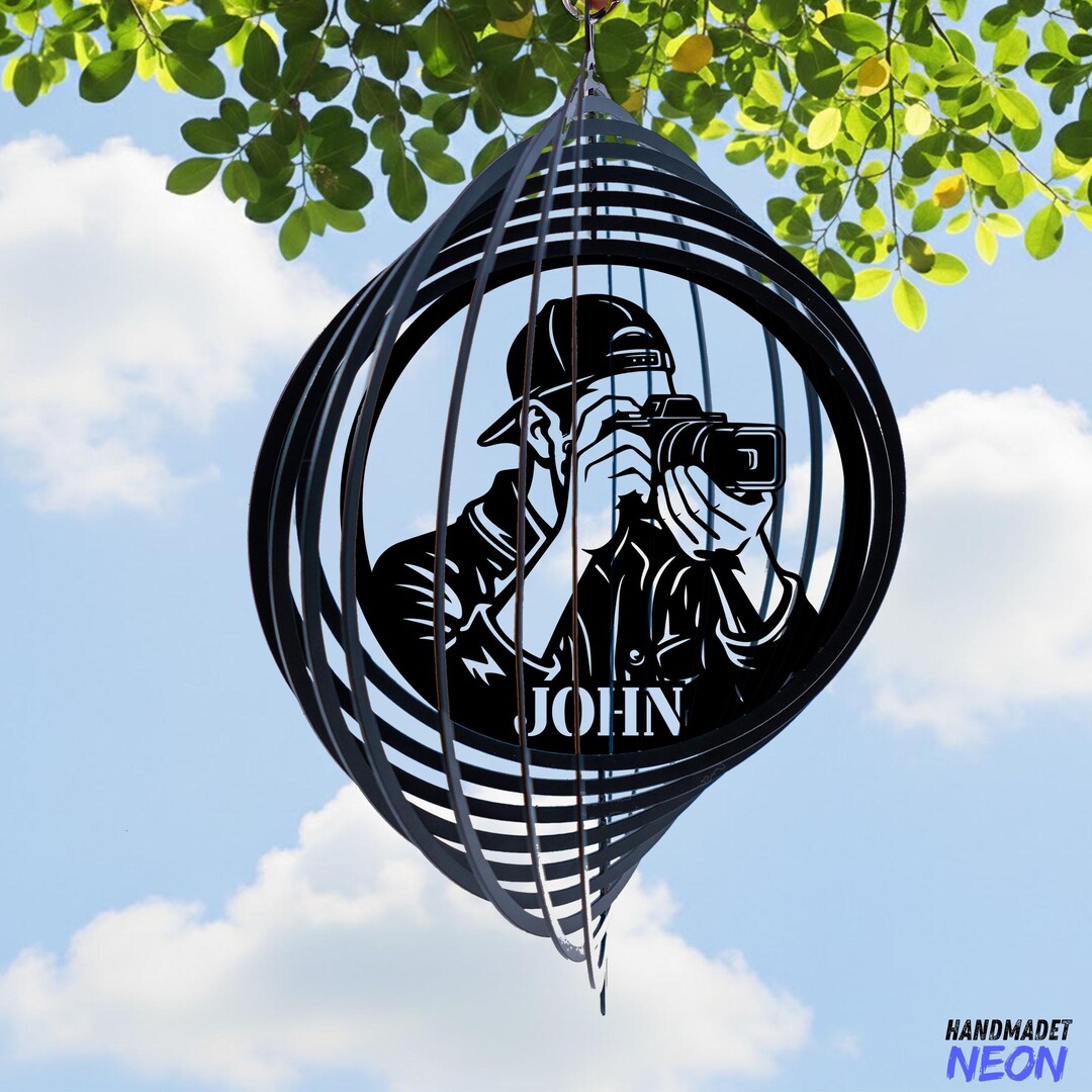 Personalized Photography Metal Wind Spinner, Custom Name Photographer ...