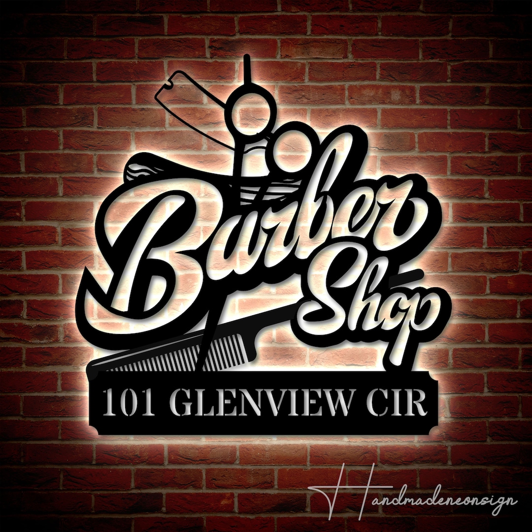 Personalized Barber Shop Home Number Metal Sign | Custom Barber Shop ...