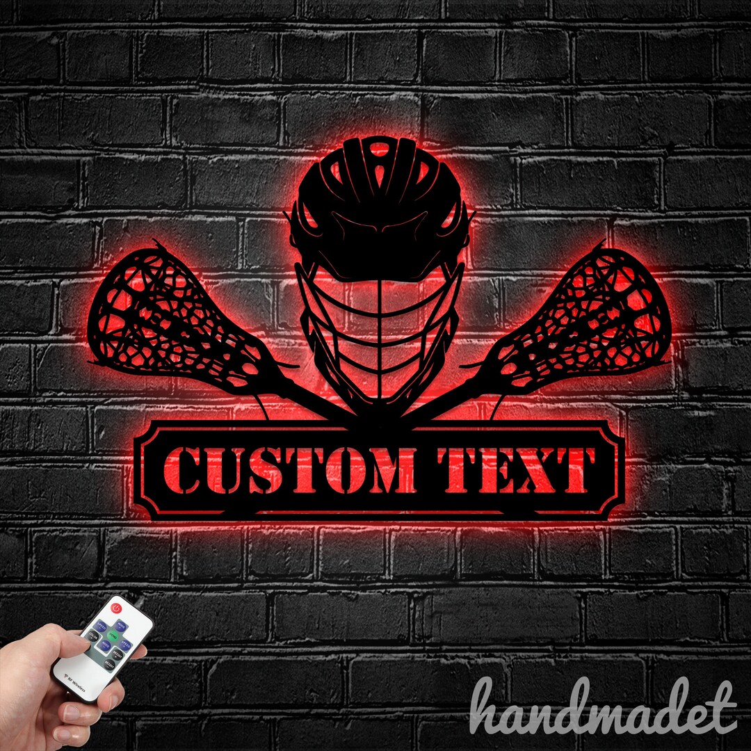 Custom Lacrosse Metal Wall Art LED Light Personalized Playing Lacrosse ...