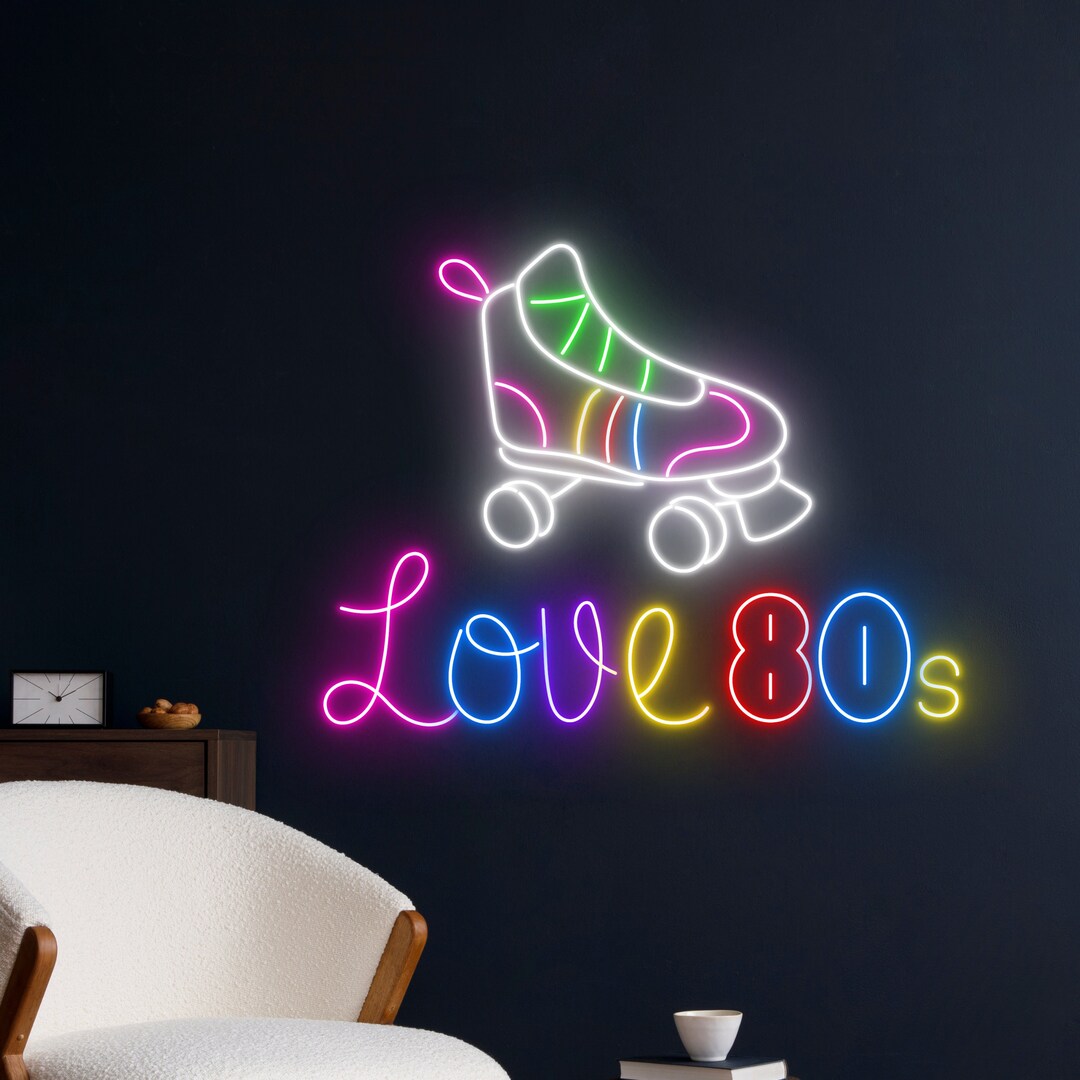 Love 80s Neon Sign, Rolling Skate Led Sign, Skate Shoes Led Light ...