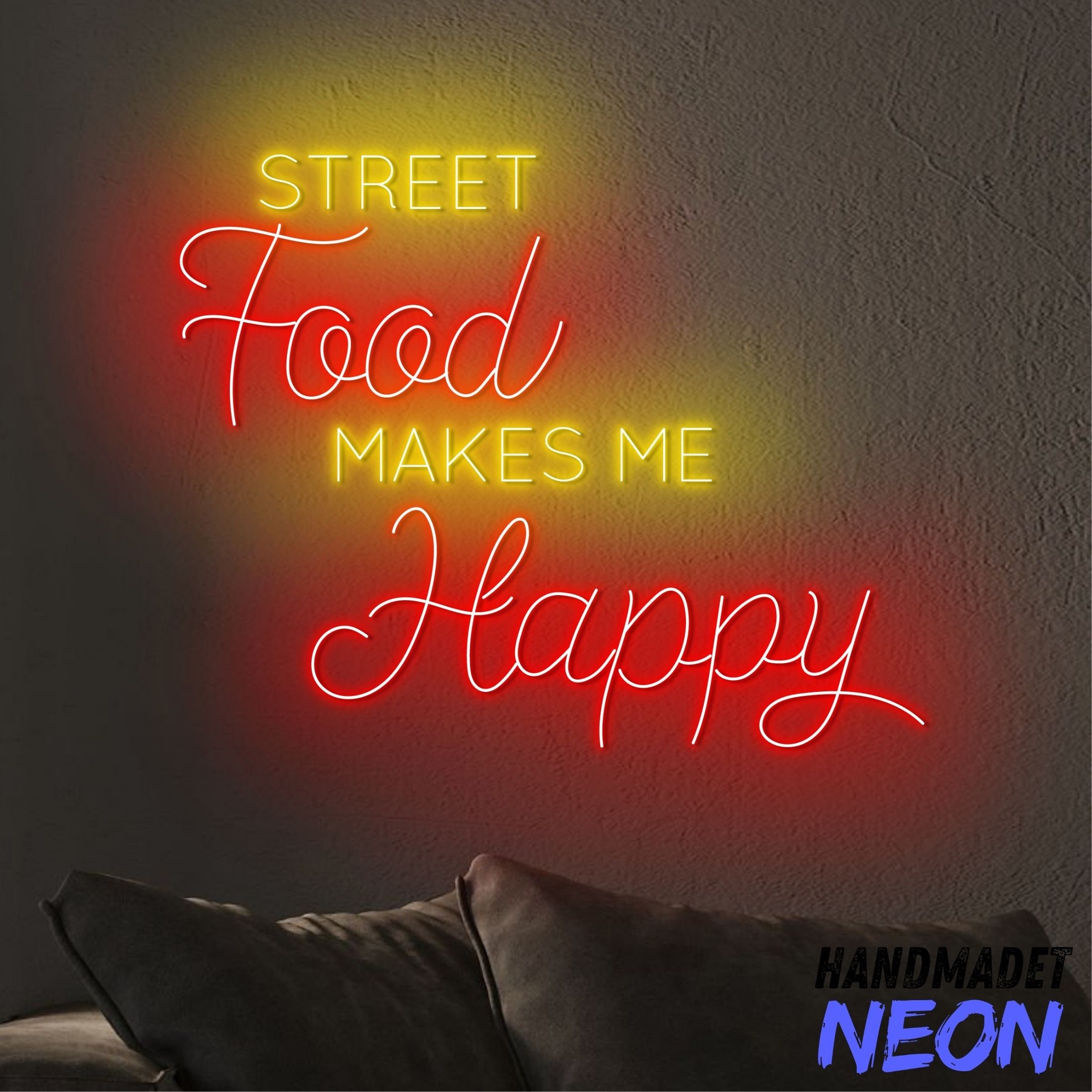Street Food Makes Me Happy Neon Sign, Street Food Led Sign, Food Quote ...