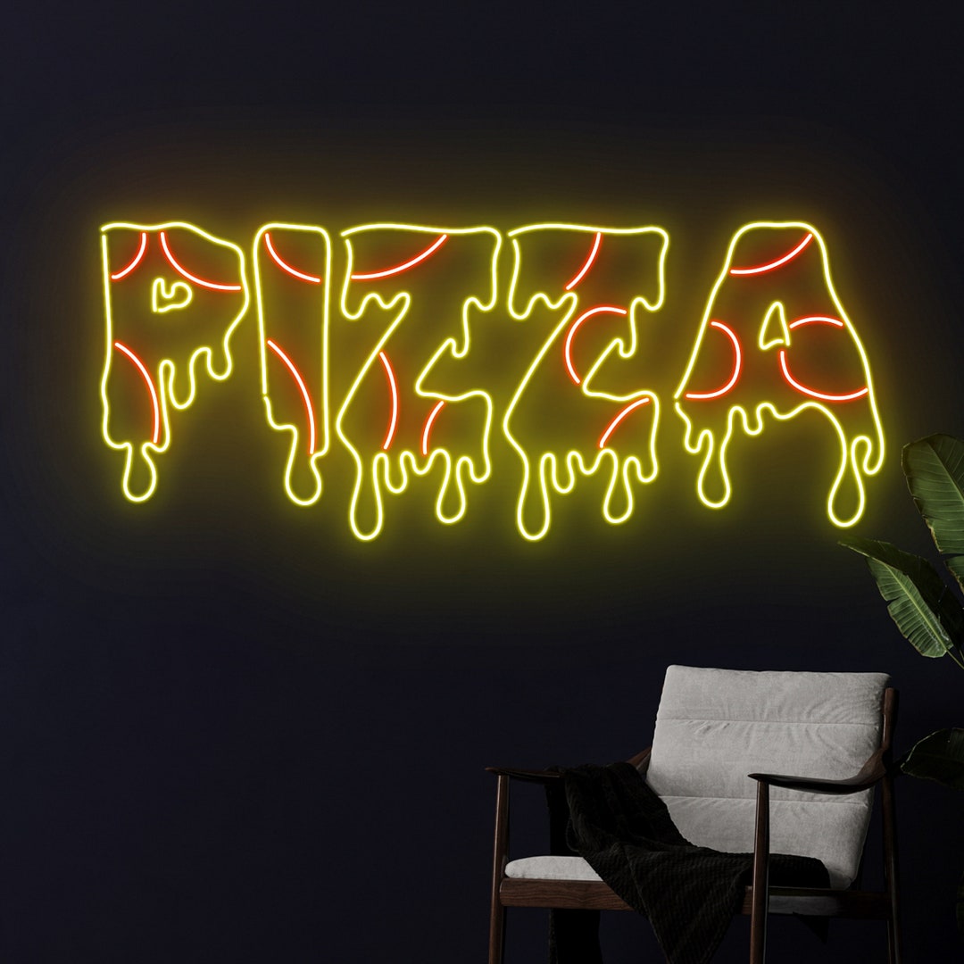 Dripping Pizza Neon Sign, Pizza Neon Light, Pizza Led Light, Fast Food ...