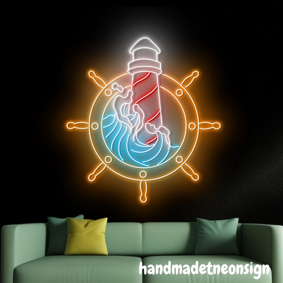 Lighthouse Neon Sign, Ship Wheel Led Sign, Lighthouse Neon Light, Ship ...
