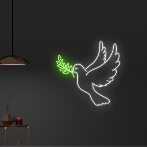 Custom Dove Neon Sign, Flying Pigeon LED Light, Peace Bird Neon Light ...