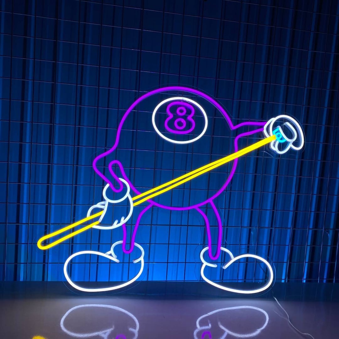 8 Ball Billiards Led Sign, Billiard 8 Ball Neon Sign, Billiards Pool ...