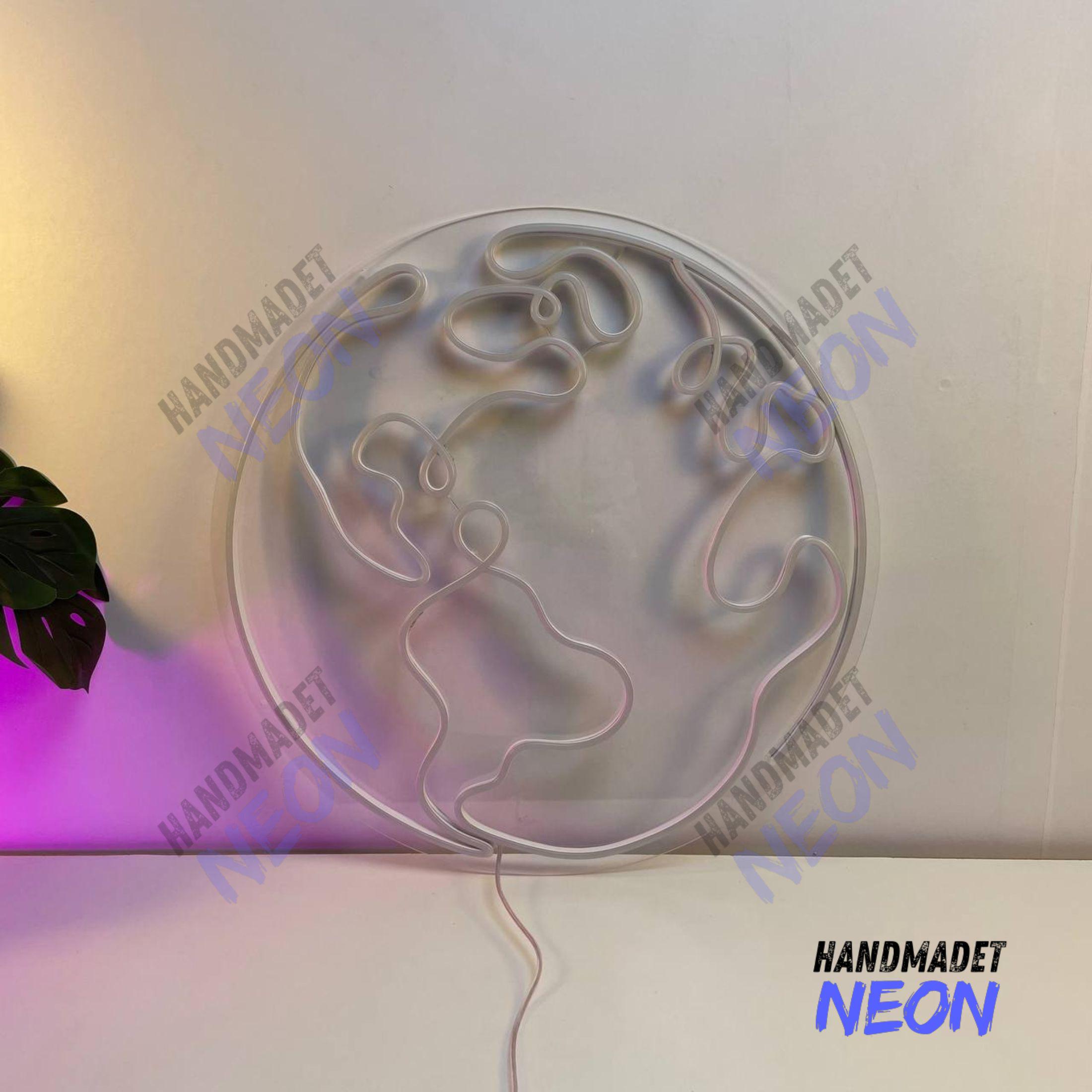 Earth Line Art Neon Sign, Earth Led Sign, Earth Led Light, Earth Neon ...
