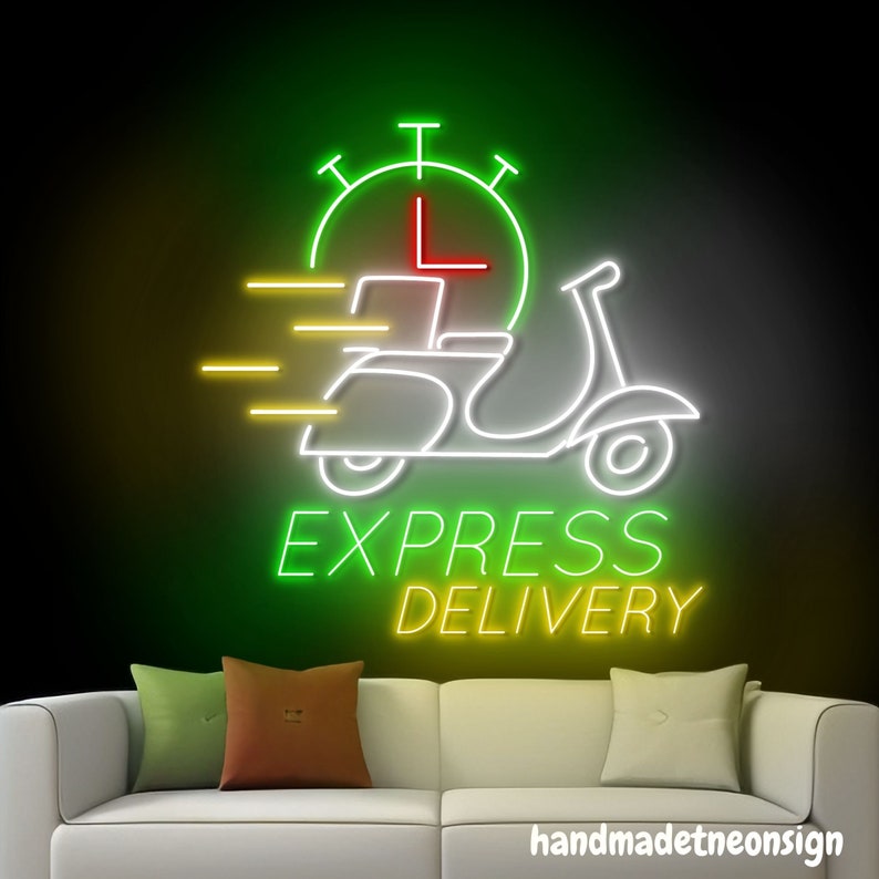 Express Delivery Neon Wall Sign, Bike Led Wall Sign, Vehicle Neon Wall ...