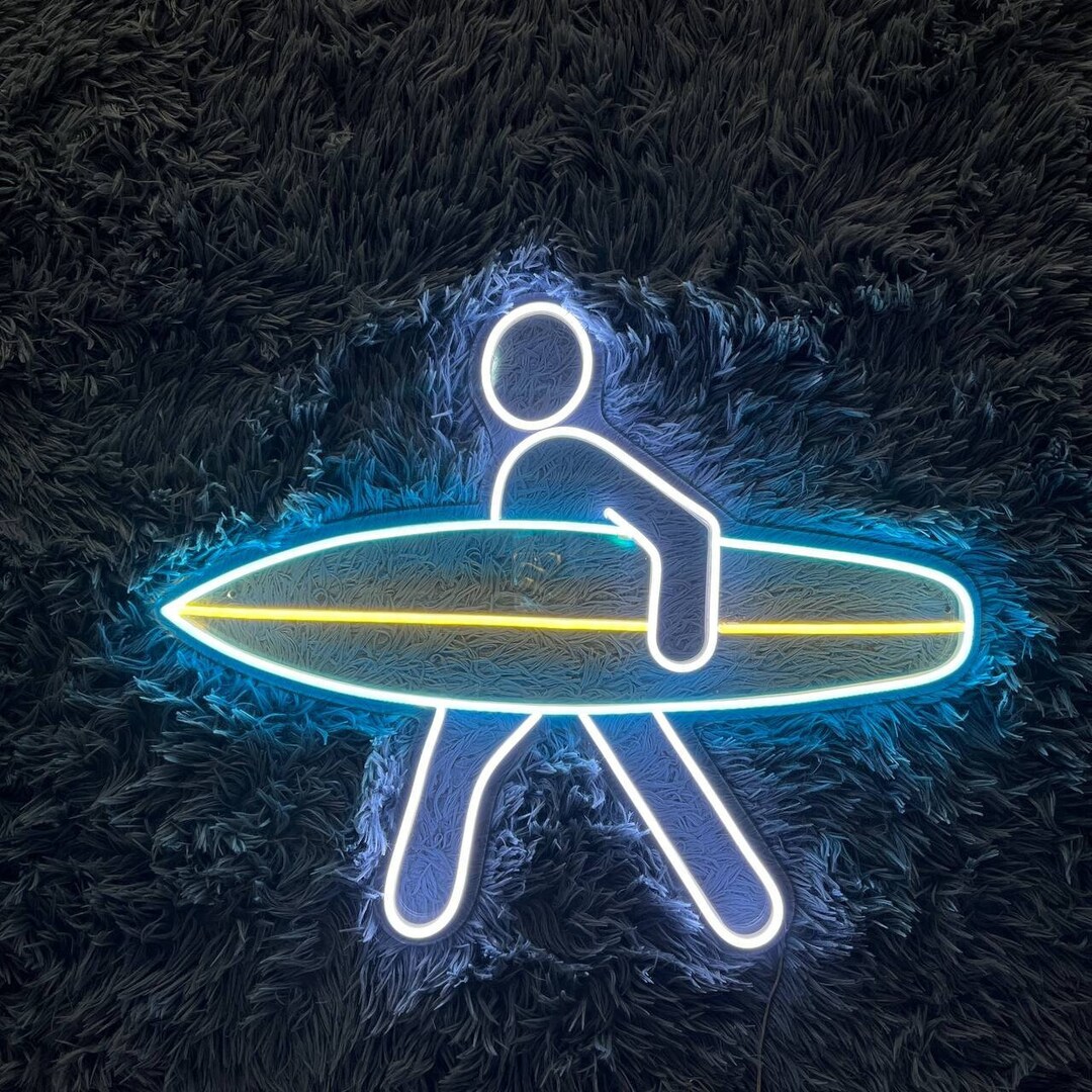 Surfman Neon Sign, Surf Led Sign, Surfboard Sign, Surf Man Neon Sign ...
