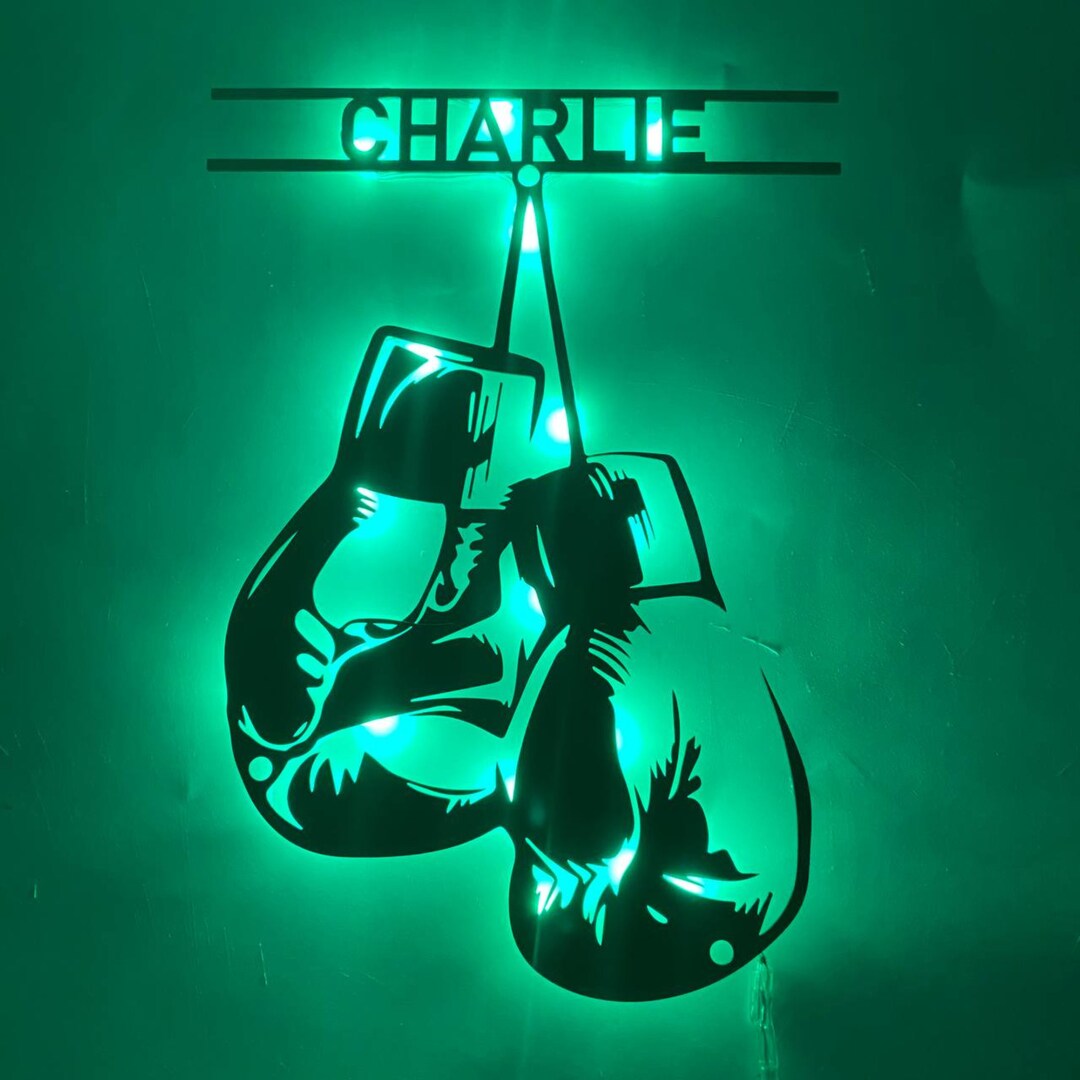 Personalized Boxing Gloves Metal Wall Art LED Light - Custom Boxer ...