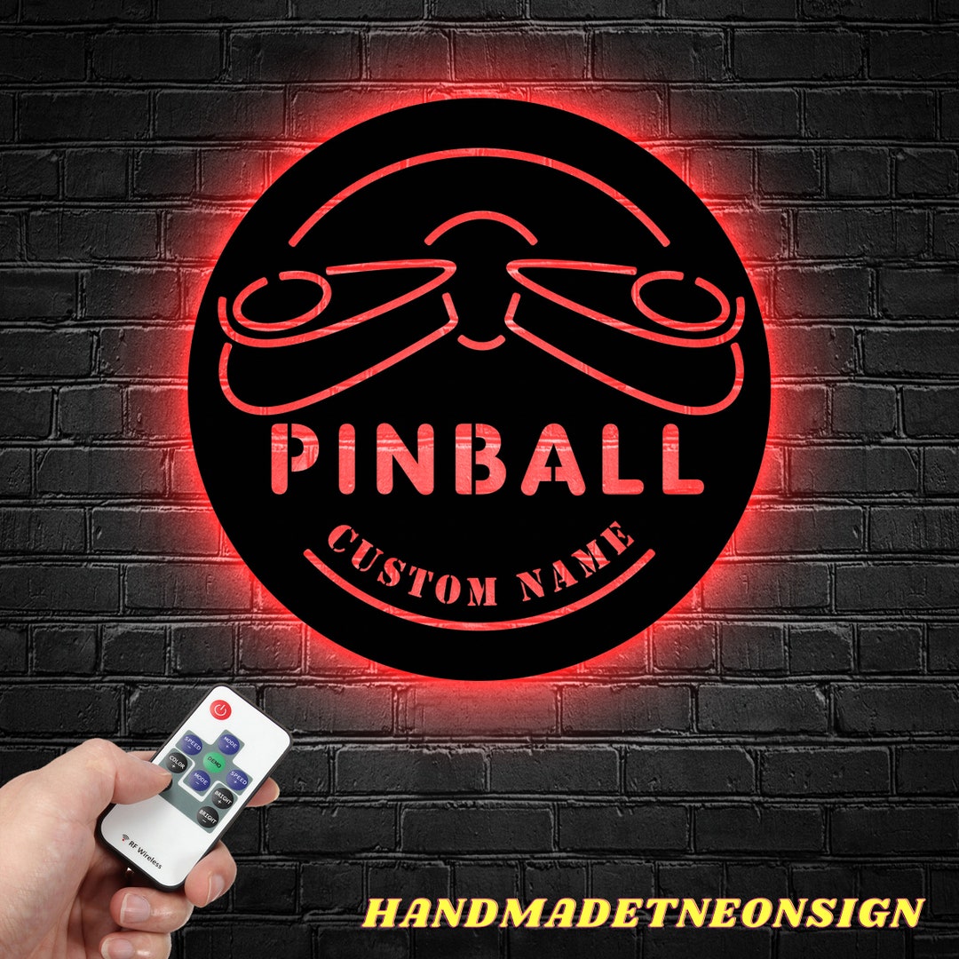 Pinball Metal Wall Art LED Light, Arcade Metal Sign, Custom Name Sign ...