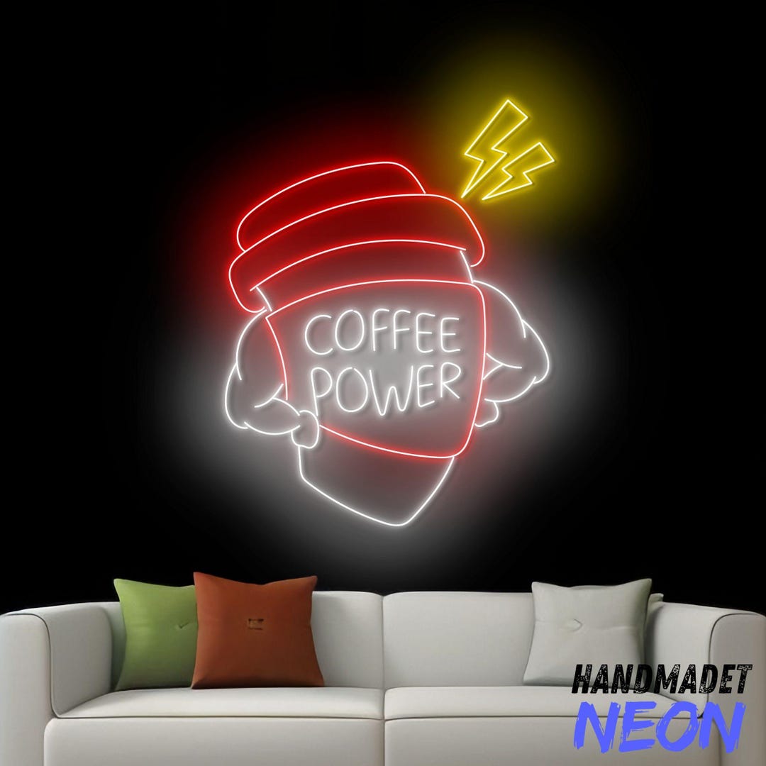 Coffee Power Neon Sign, Coffee Led Sign, Coffee Cup Neon Light, Coffee ...