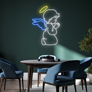 Angel Neon Sign, Guardian Neon Sign - Custom Neon Sign/ Personalized ...