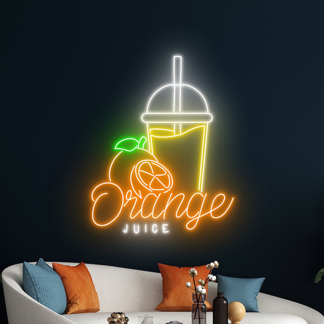 Orange Juice Neon Light, Orange Juice Led Light, Juice Store Led Sign ...