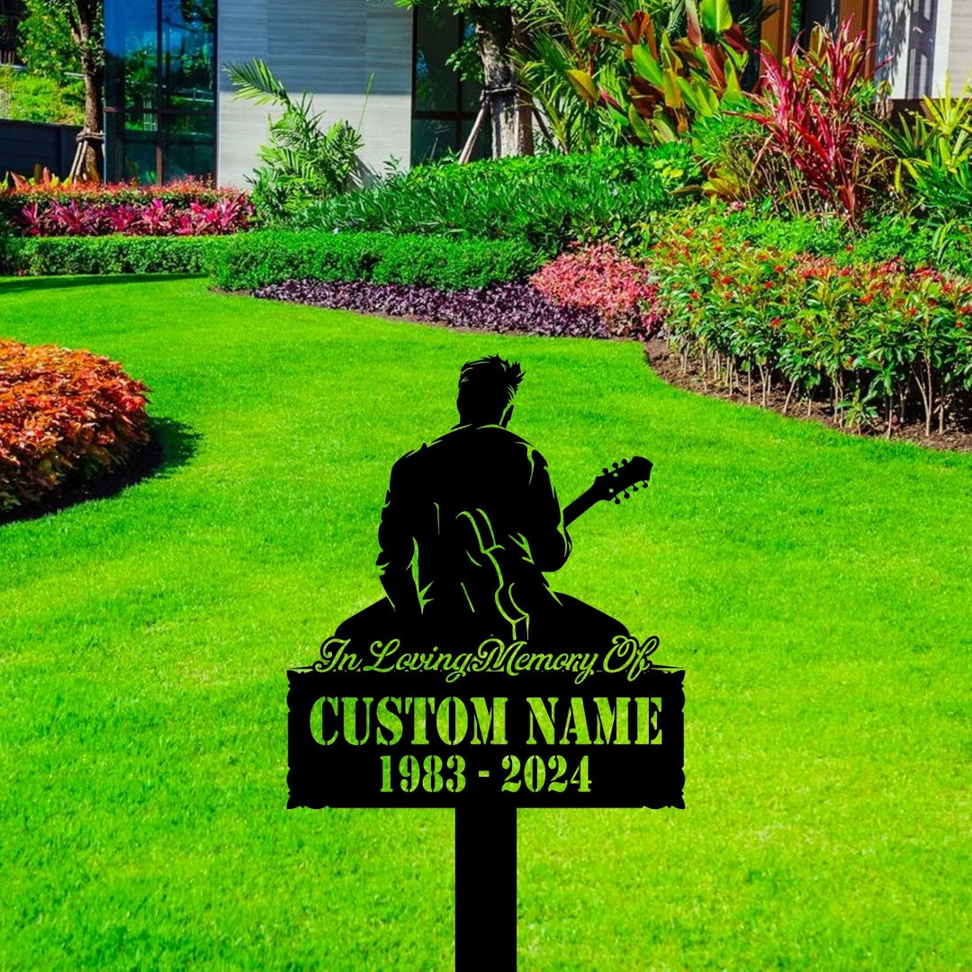 Custom Outdoor Guitarist Metal Sign With Stakes - Personalized Outdoor ...