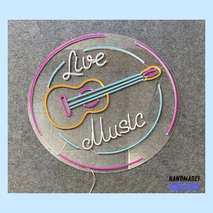 Live Music Neon Sign, Live Music Led Sign, Live Music Led Lights, Party ...