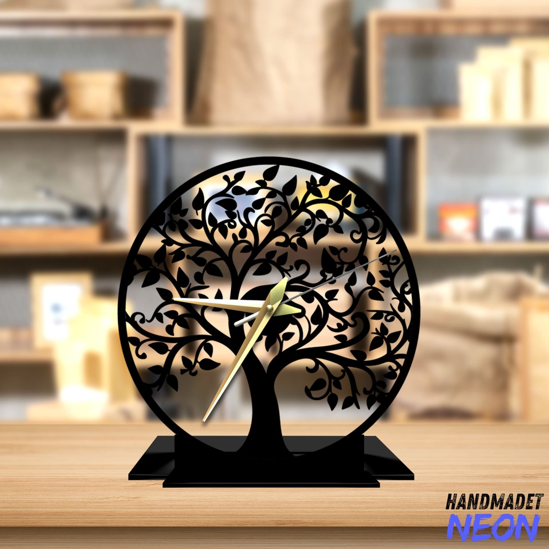 Custom Tree of Life Tabletop Metal Clock Tree Office Desktop Clock ...