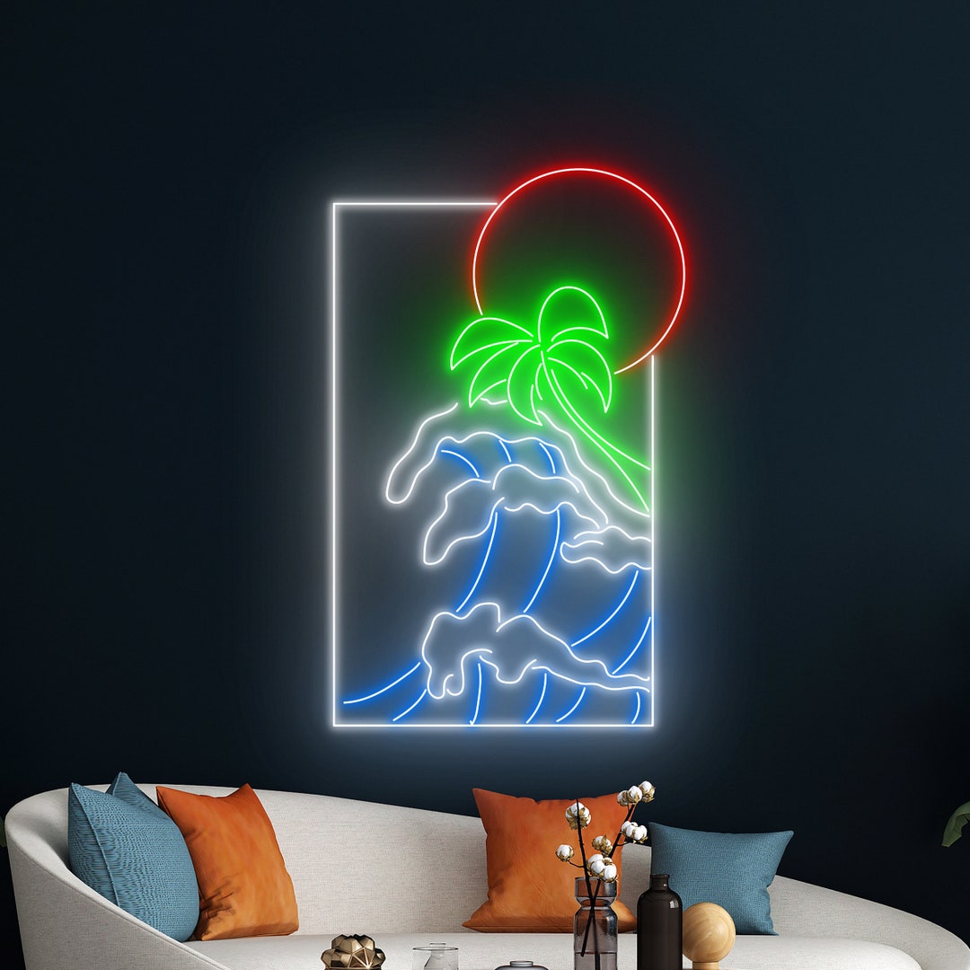 Custom Sun & Wave Neon Sign, Sunrise Sunset Neon Light, Beach Led Light ...