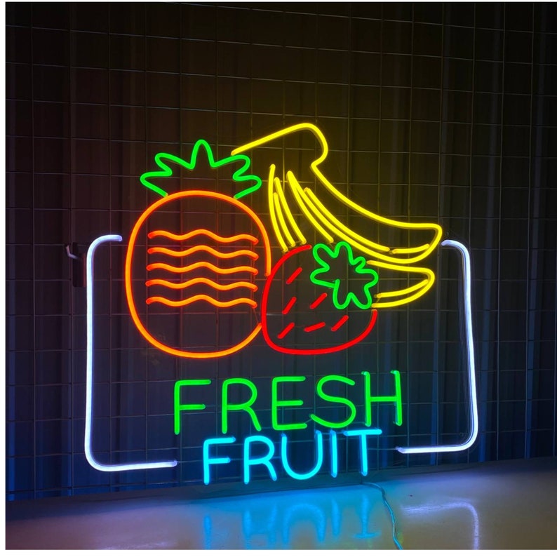 Fresh Fruit Neon Light, Juice Fruit Store Led Sign, Fresh Fruit Neon ...