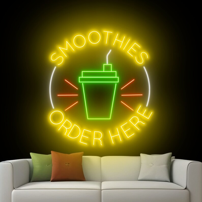 Smoothies Order Here Neon Sign, Smoothie LED Light, Smoothie Fruit Neon ...