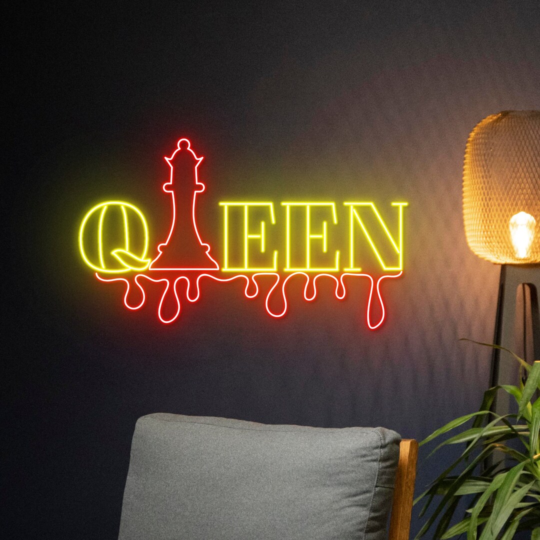 Dripping Queen Chess Neon Sign, Chess Led Sign, Chess Player Led Light ...