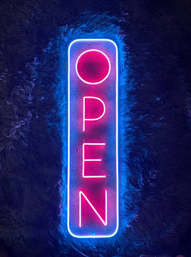 Vertical Neon Open Sign