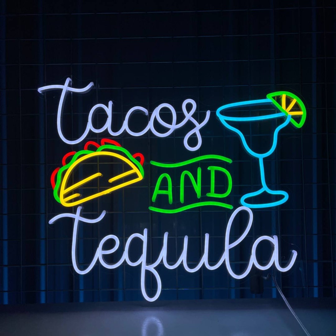 Custom Tacos and Tequila Neon Sign, Quote Name LED Light, Bar Club Neon ...