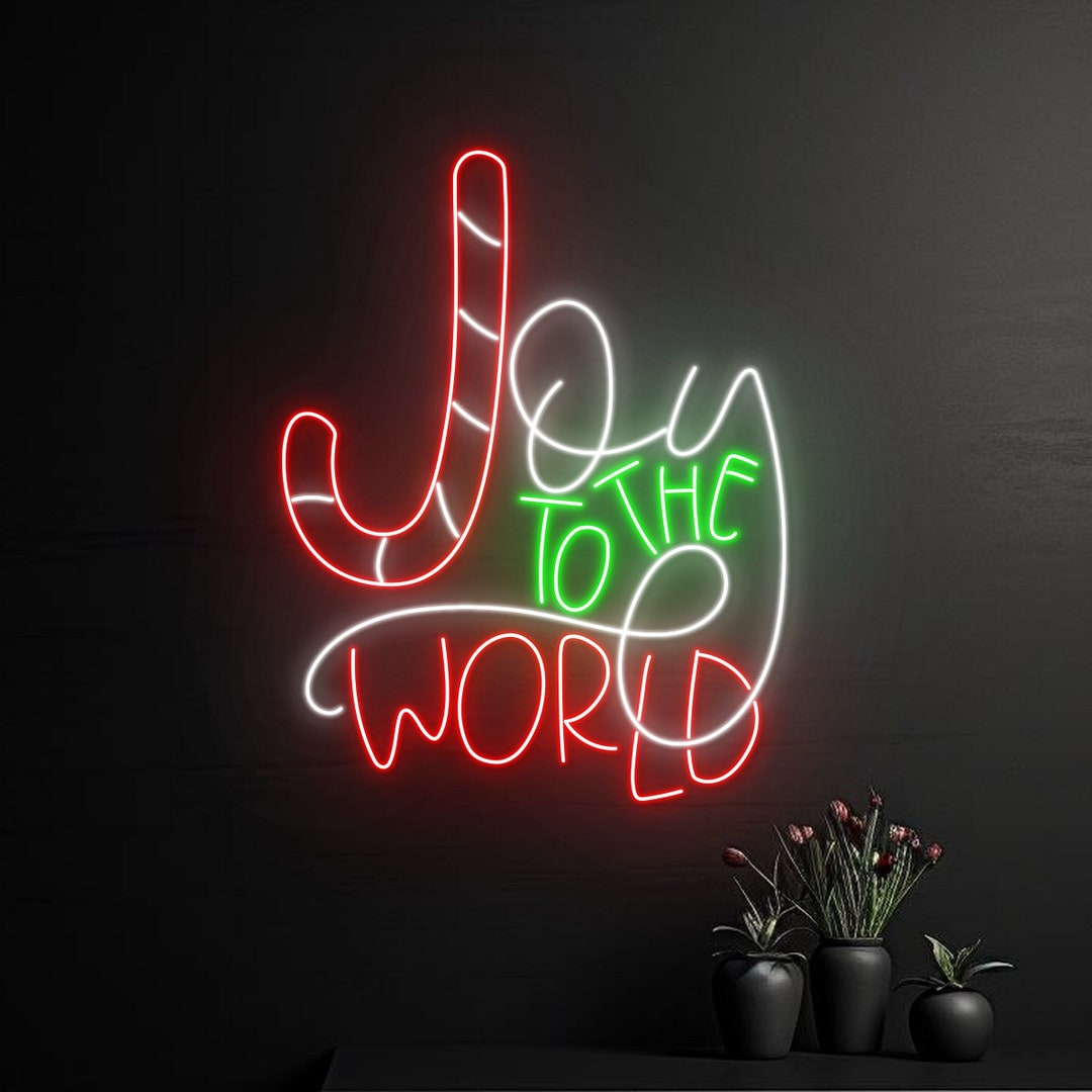Joy to the World Candy Cane Neon Sign, Merry Christmas Led Sign ...