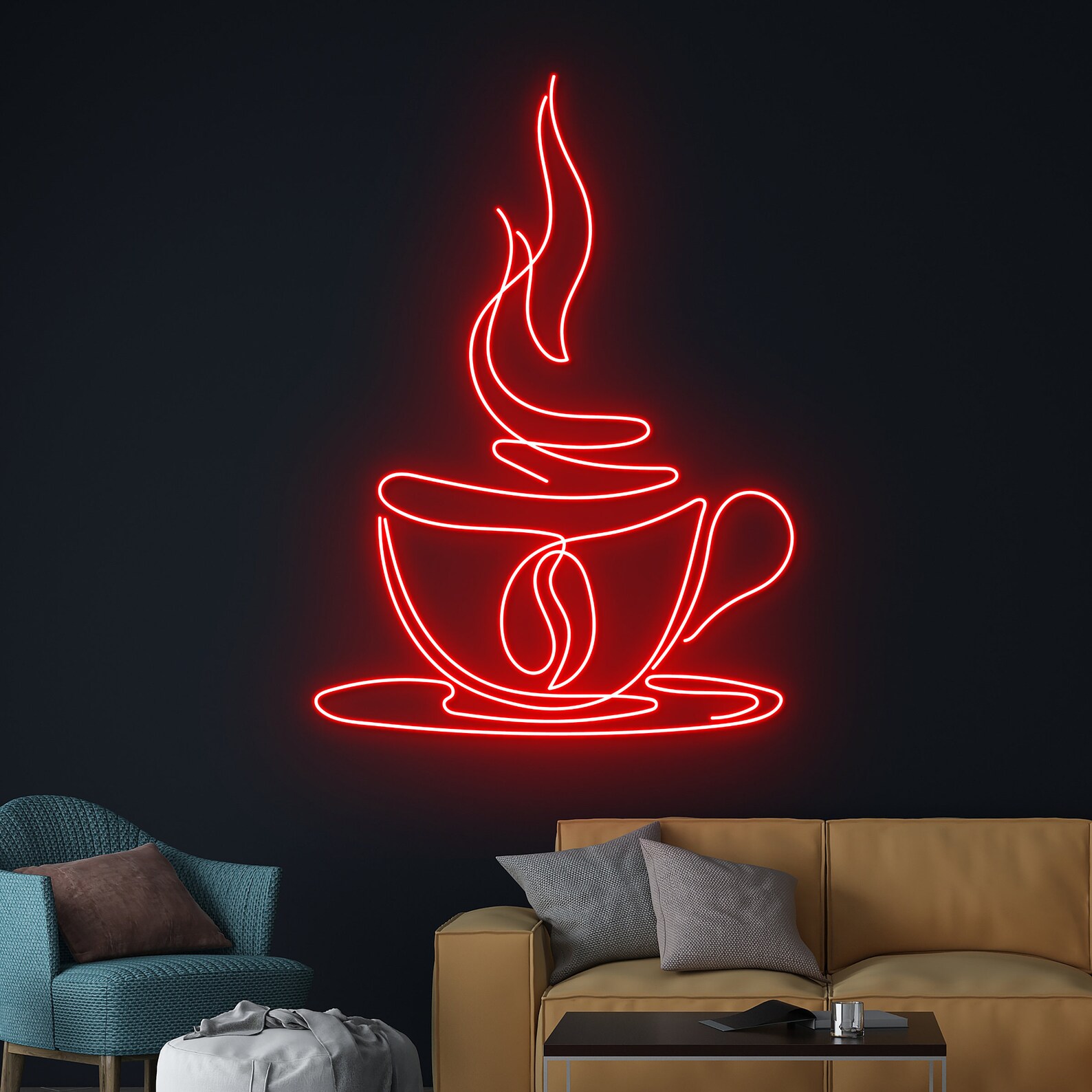 Coffee Cup Neon Sign, Coffee Neon Light, Drink LED Light, Cafe Led Sign ...
