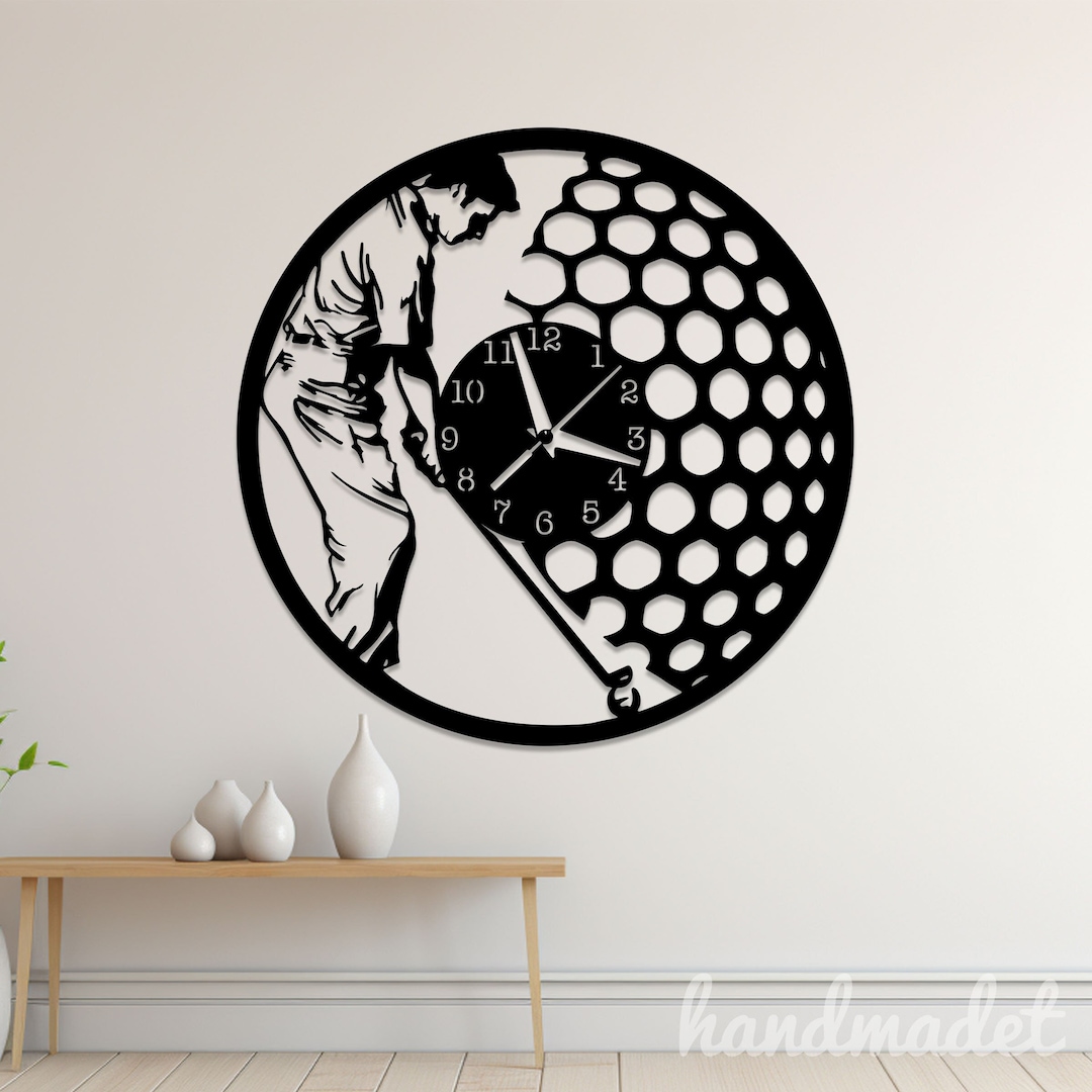Custom Golf Wall Clock Unique, Sport Year Date Round Wall Clock, Text ...