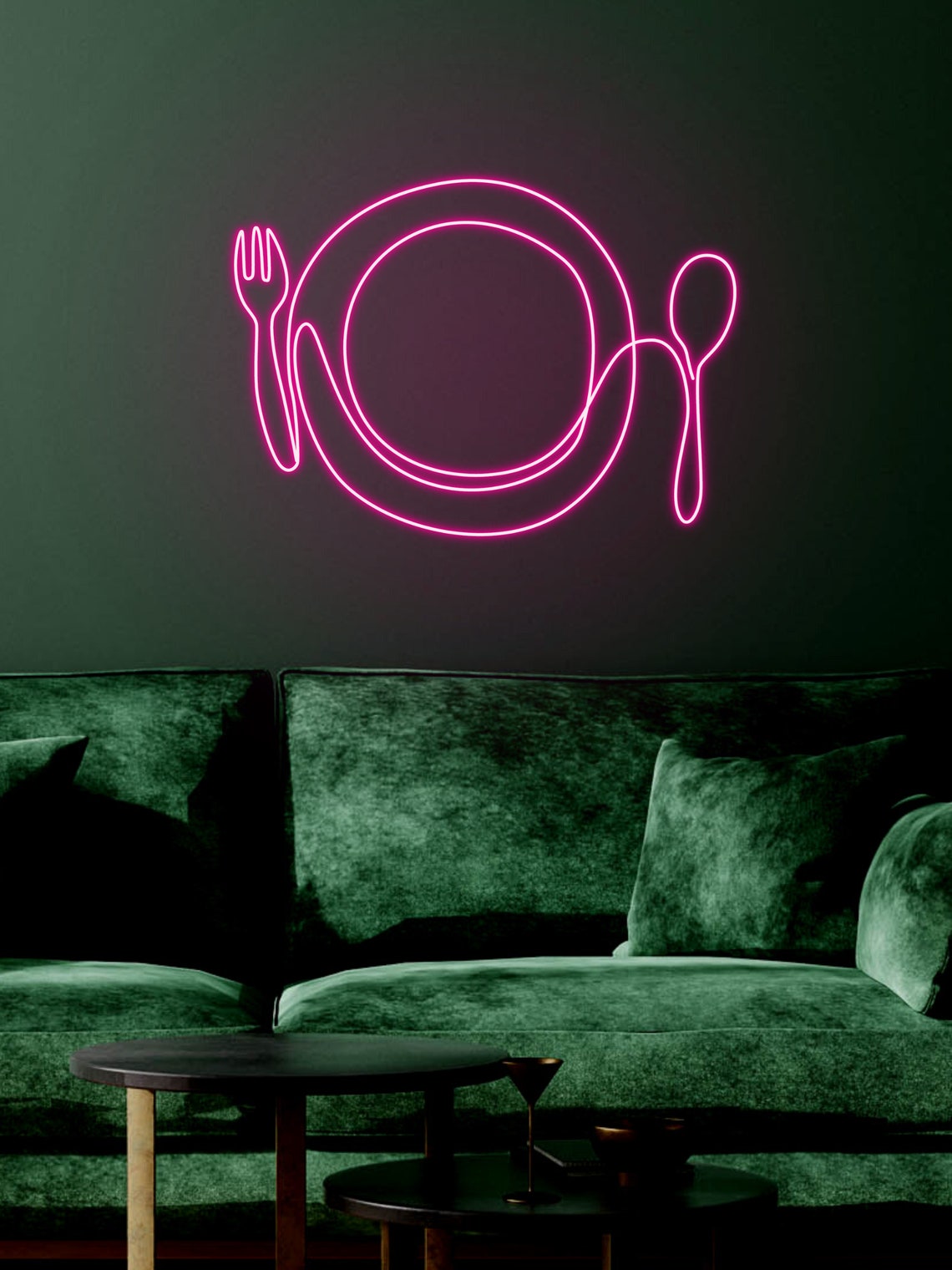 Dinner Set Neon Sign, Wall Decoration for Living Room, Entertainment ...