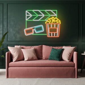 Cinema Neon Sign / Movie Led Light / Custom Neon Sign / Movie Time Led ...