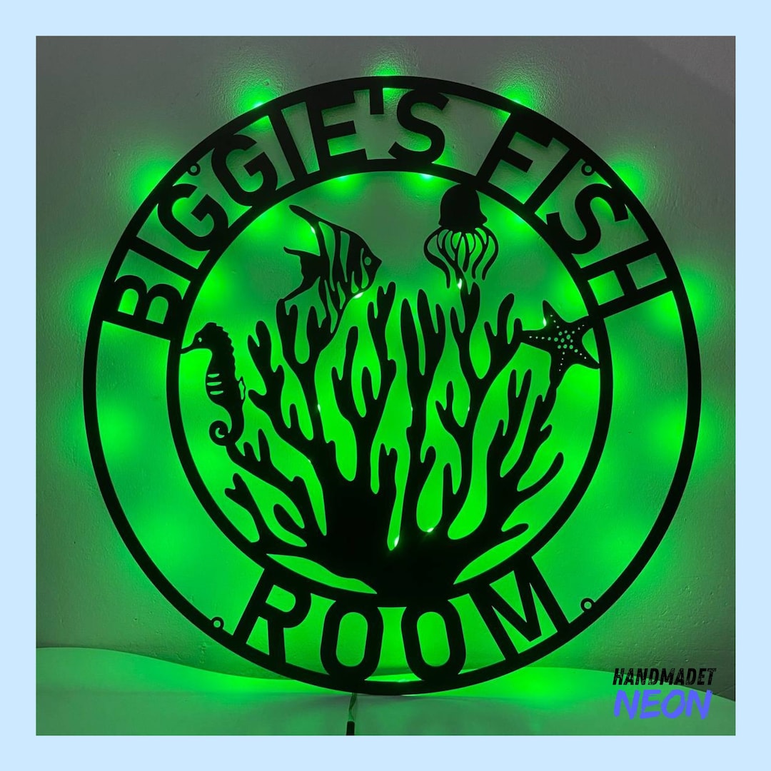Personalized Aquarium Reef Metal Sign, Reef Metal Light, Reef Ocean Led ...