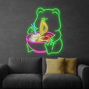 Frog Eating Ramen Neon Sign, Frog Led Sign, Cute Frog Wall Led Lights ...