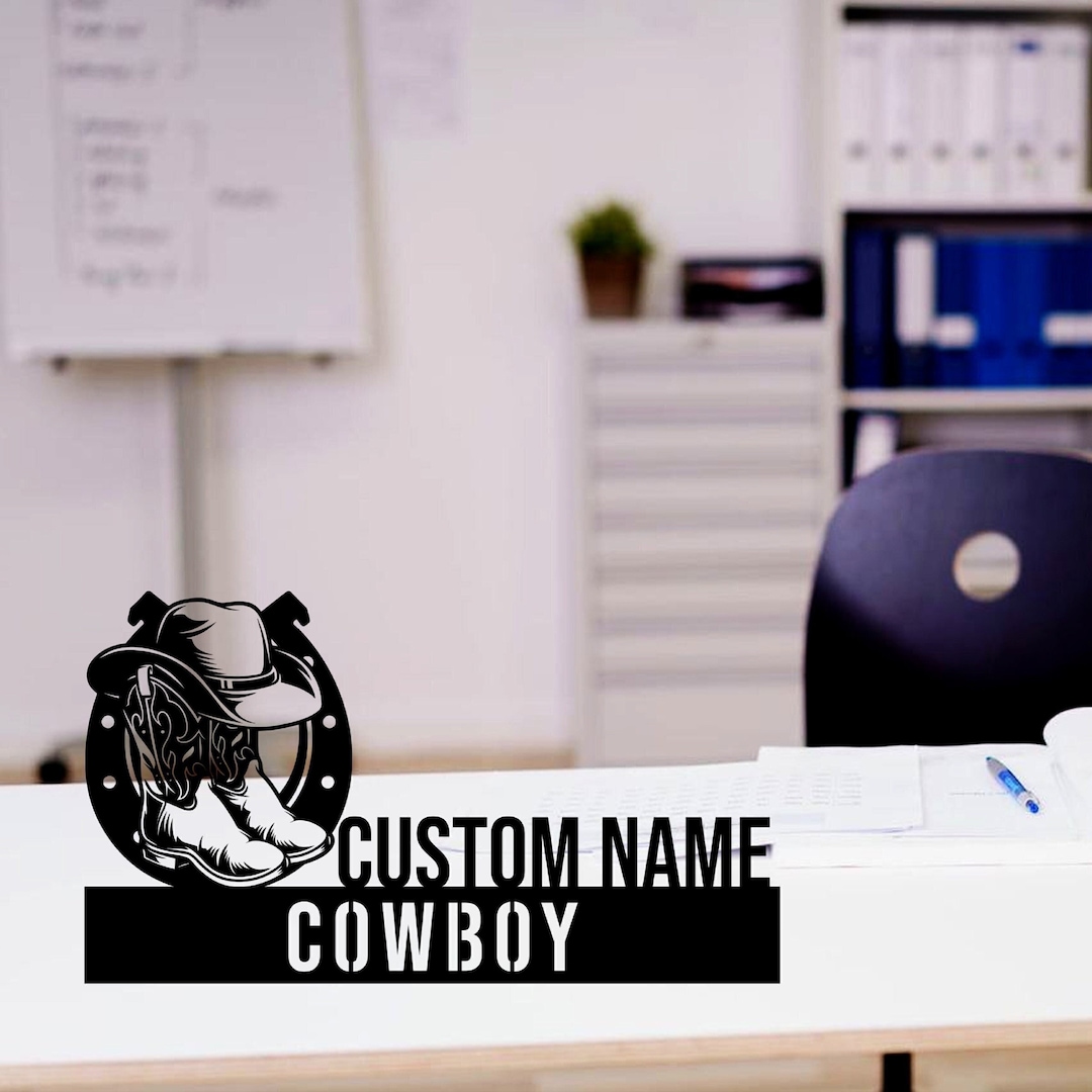 Custom Cowboy Name Plate, Cowboy Metal Nameplate for Desk, Cowboy Desk ...