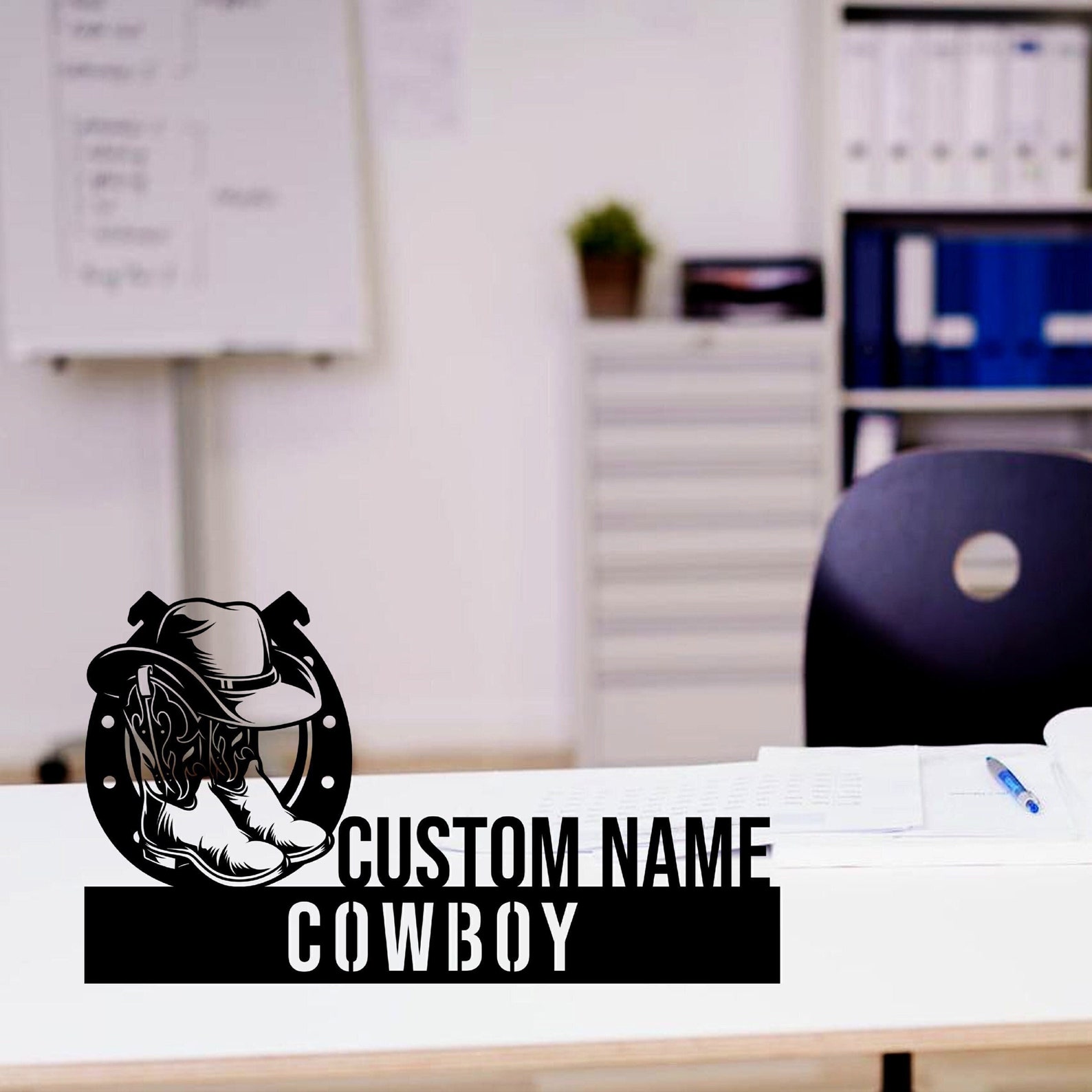 Custom Cowboy Name Plate, Cowboy Metal Nameplate for Desk, Cowboy Desk ...