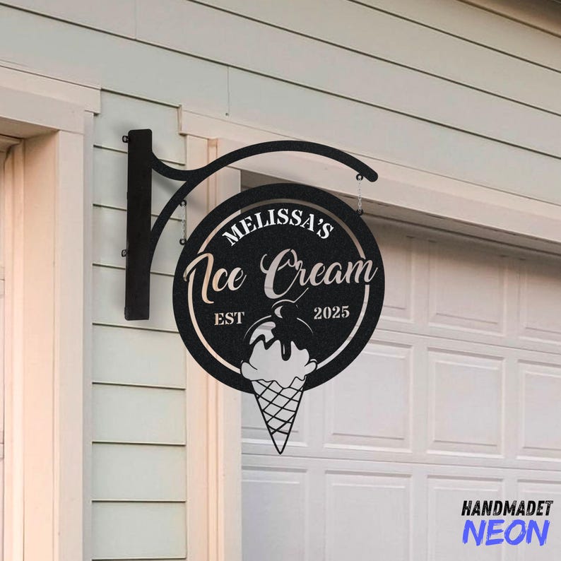 Personalized Ice Cream Hanging Sign, Ice Cream Store Outdoor Hanging ...