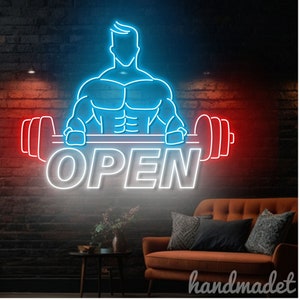 Gym Fitness Open Neon Sign, Gym Led Sign, Weightlifting Led Light ...