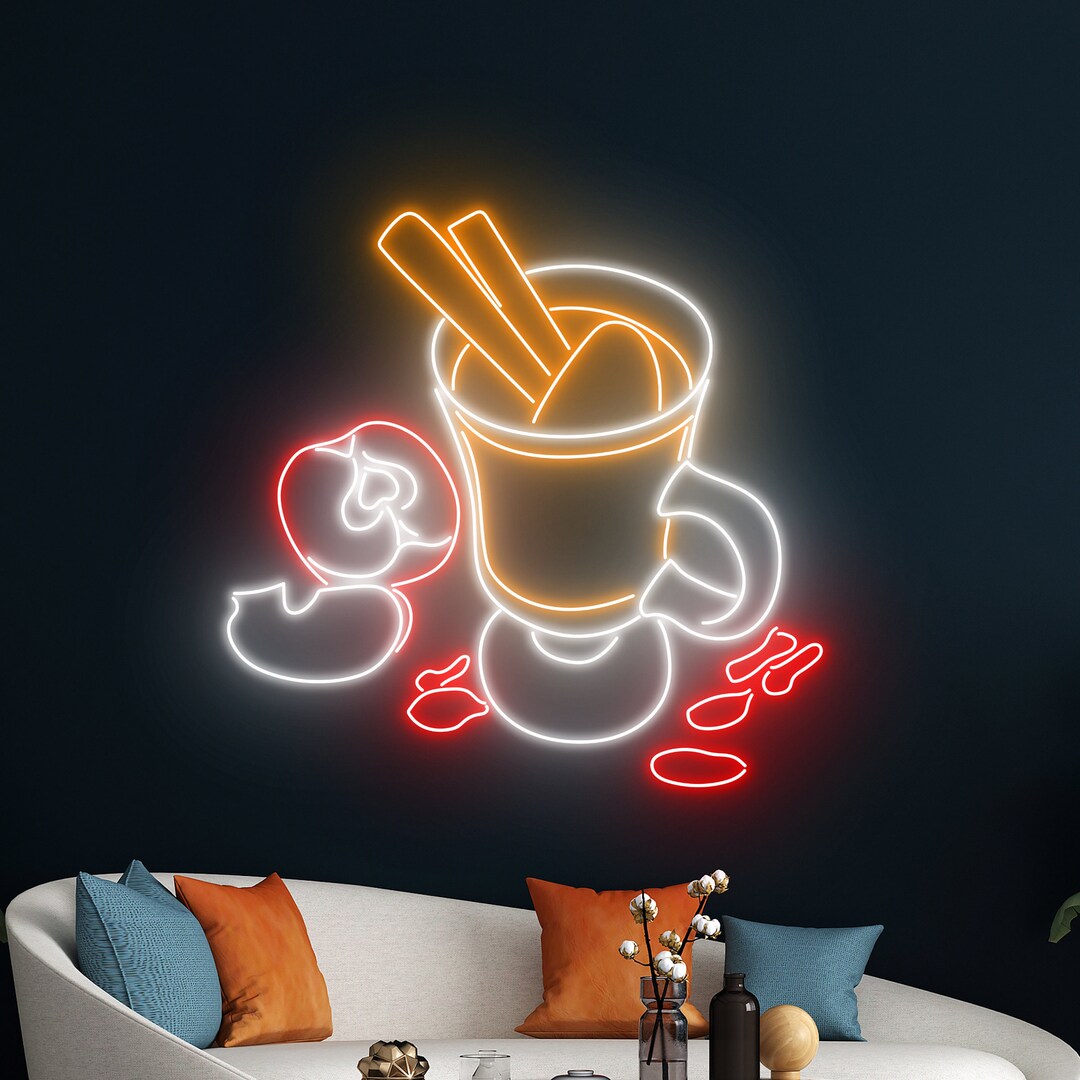 Apple Cider Cup Neon Sign, Apple Cider Neon Light, Apple Cider LED ...