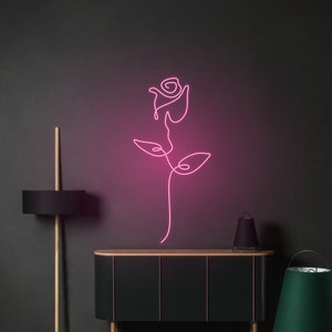 Rose Flower Neon Light Sign. LED Custom Gift for Her, Unique Hand ...
