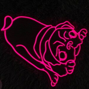 Pug Yoga Pose Led Sign, Pug Dog Neon Sign, Wall Decor, Cute Pug Led ...