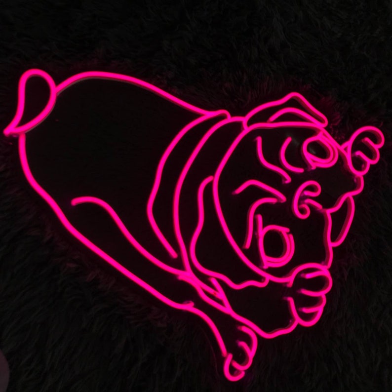 Pug Yoga Pose Led Sign, Pug Dog Neon Sign, Wall Decor, Cute Pug Led ...