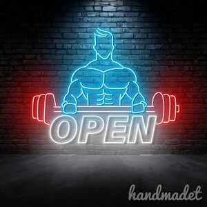 Gym Fitness Open Neon Sign, Gym Led Sign, Weightlifting Led Light ...