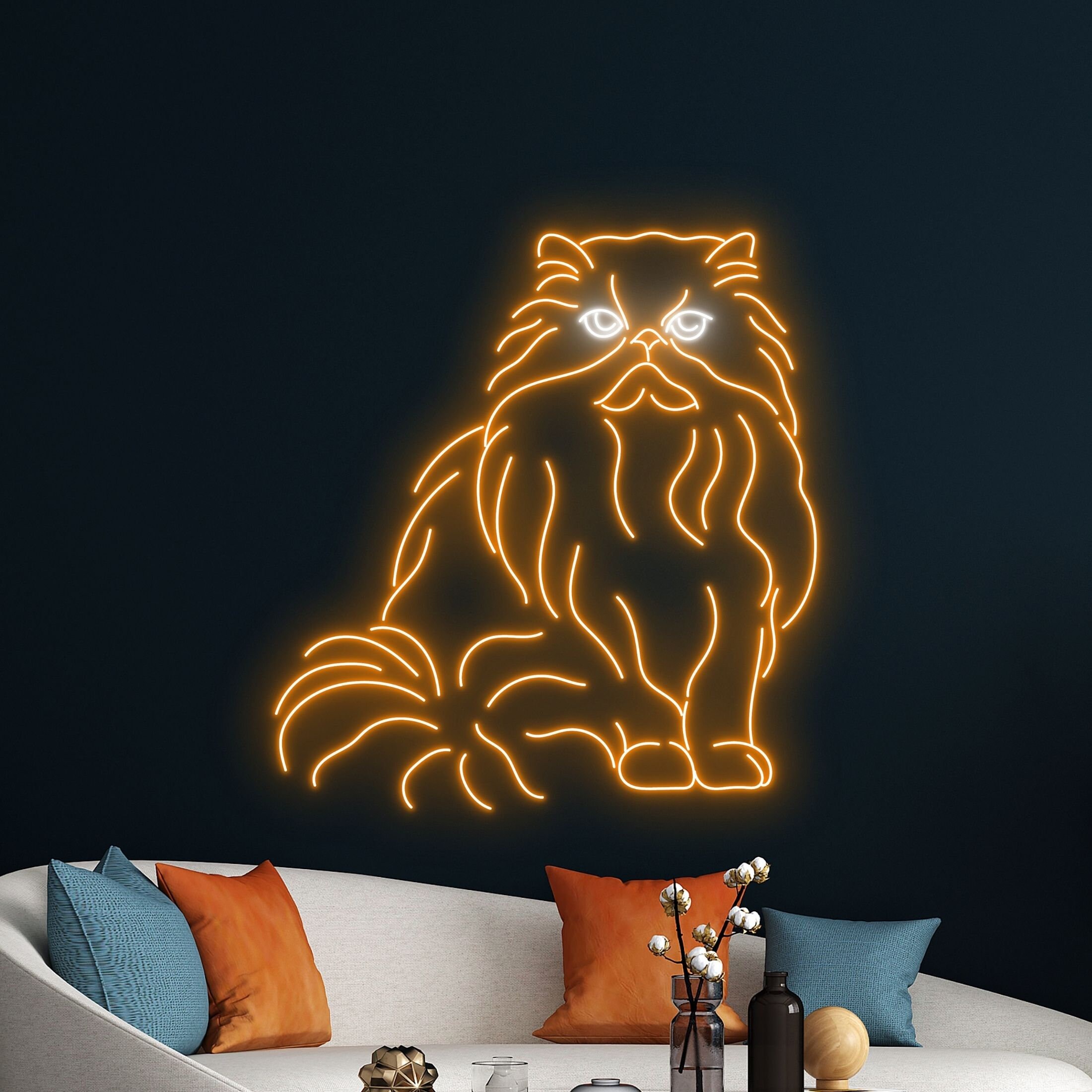 Persian Cat Neon Sign, Persian Cat Led Sign, Cat Neon Light, Cat Pet ...
